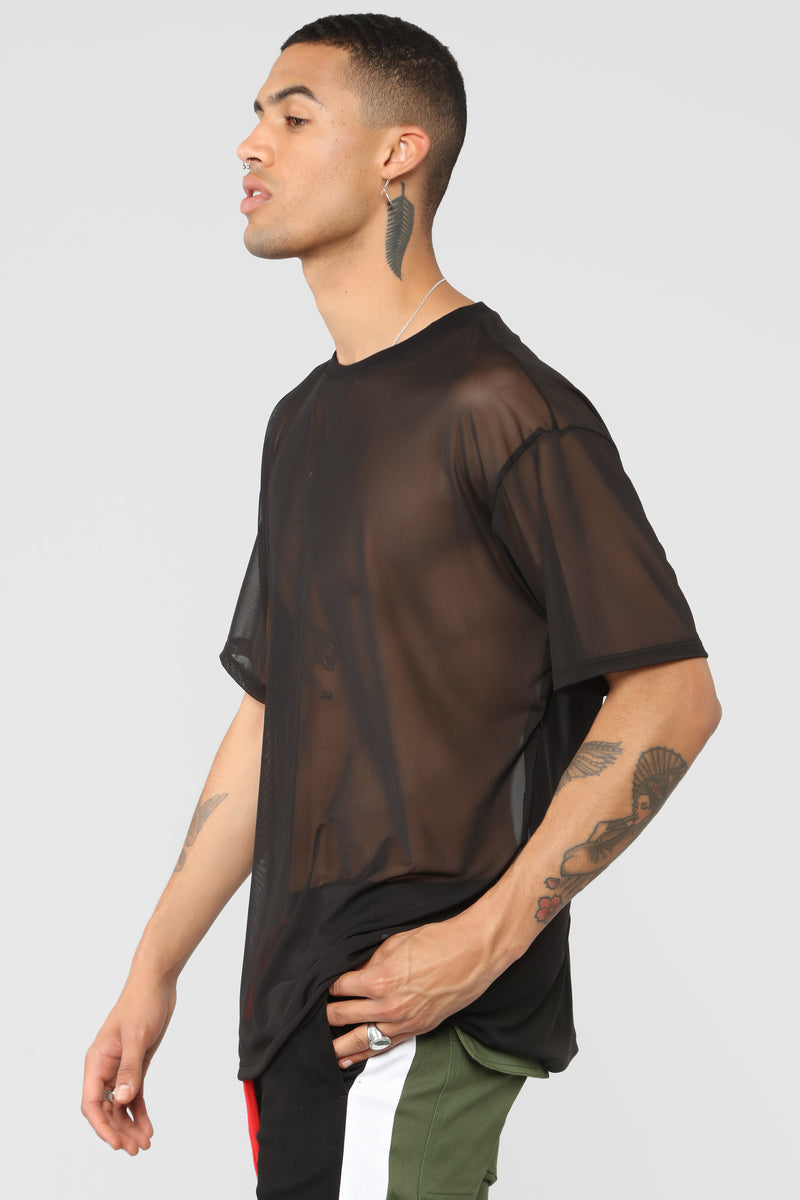 Netted Up Mesh Tee - Black | Fashion Nova, Mens Tees & Tanks | Fashion Nova