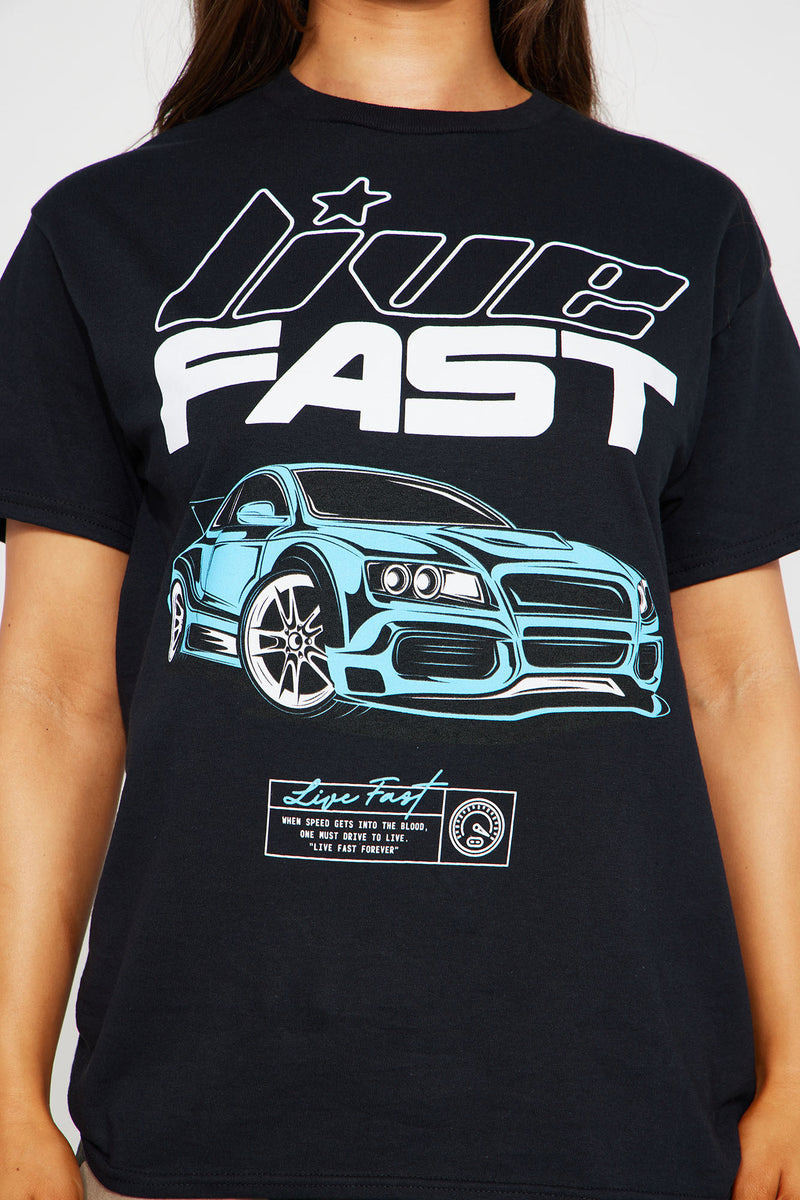 Live Fast Car Graphic Tee - Black | Fashion Nova, Screens Tops and ...