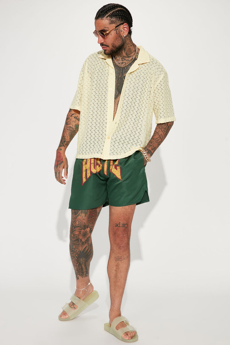 Seaside Textured Short Sleeve Button Up - Cream | Fashion Nova, Mens ...