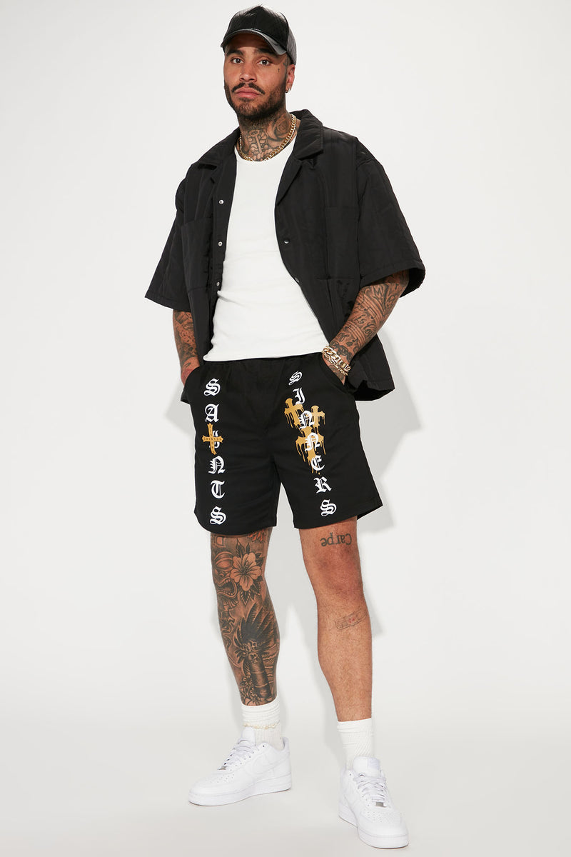 Saint Sinner Twill Shorts - Black | Fashion Nova, Mens Shorts | Fashion ...