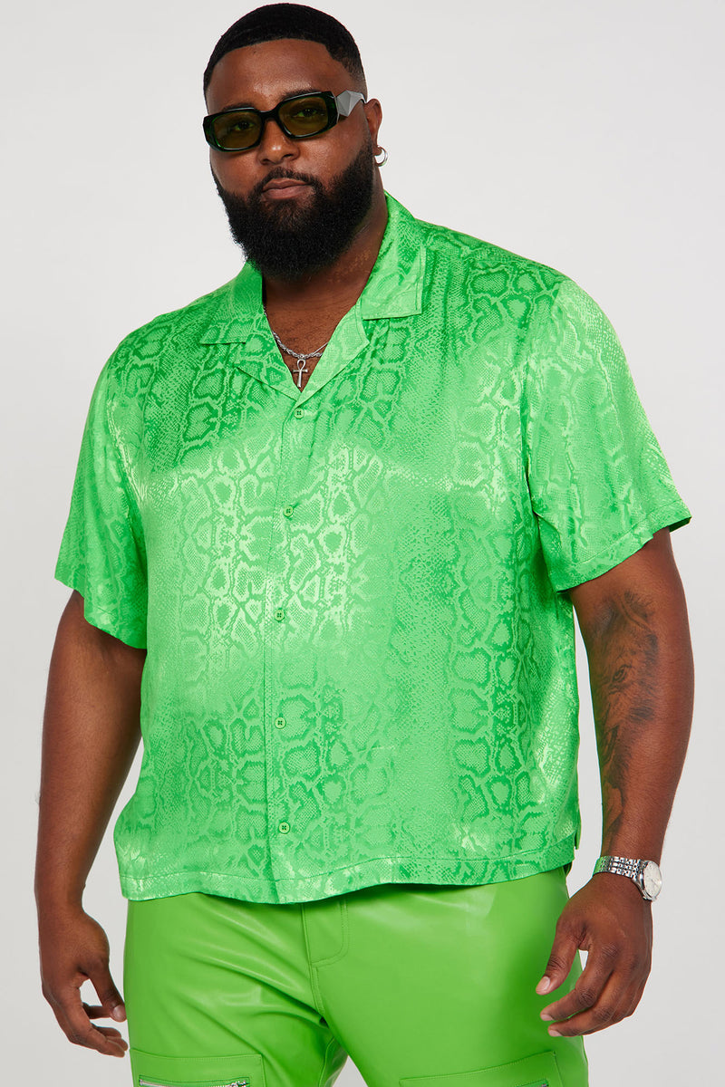 Snake In The Grass Short Sleeve Button Up - Green | Fashion Nova, Mens ...