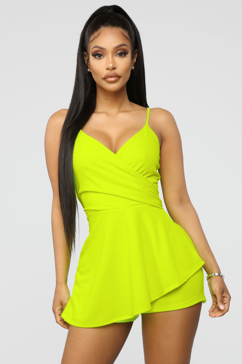 Simple Days Surplice Romper - Neon Yellow | Fashion Nova, Rompers ...