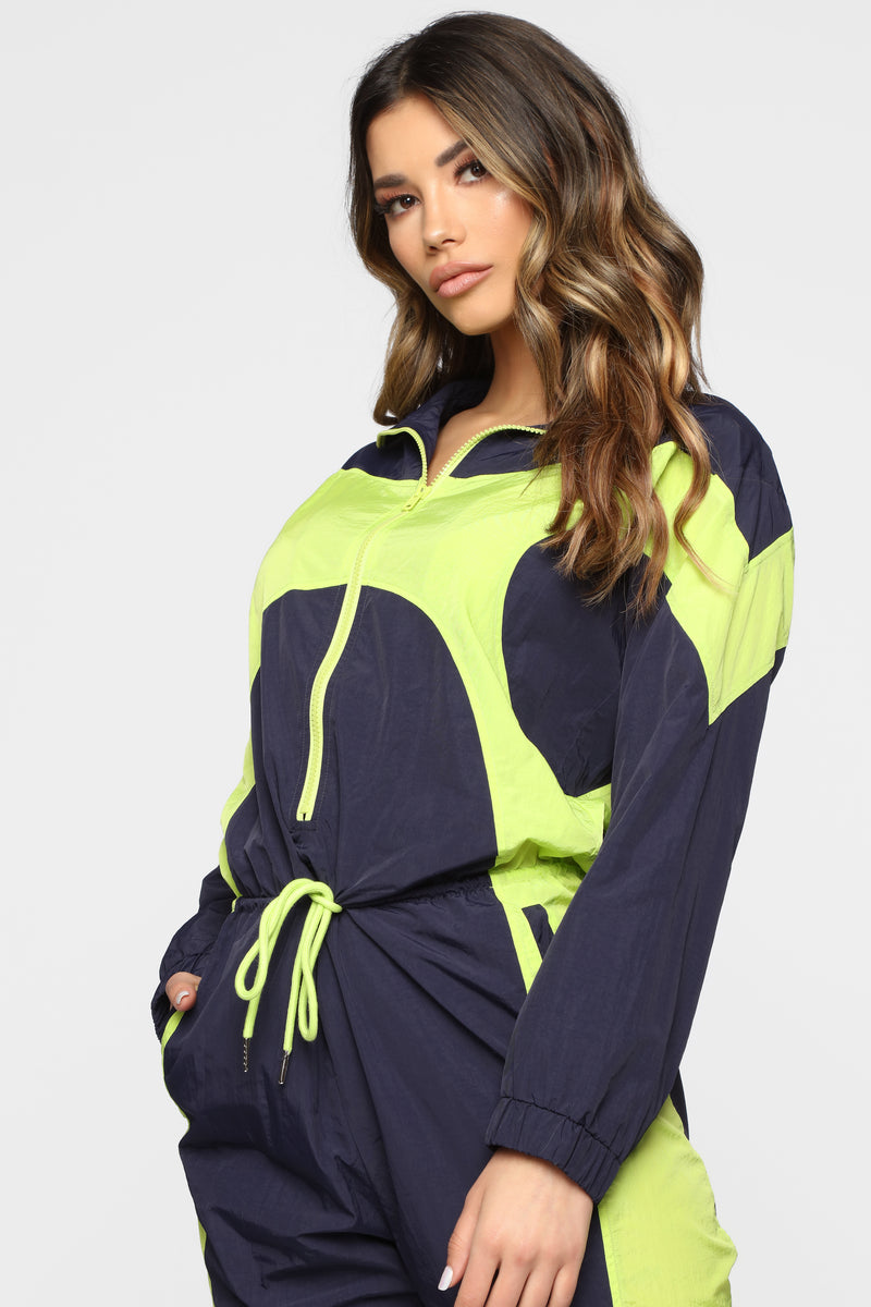 Just My Style Windbreaker Jumpsuit - Navy/Lime | Fashion Nova, Jumpsuits | Fashion Nova