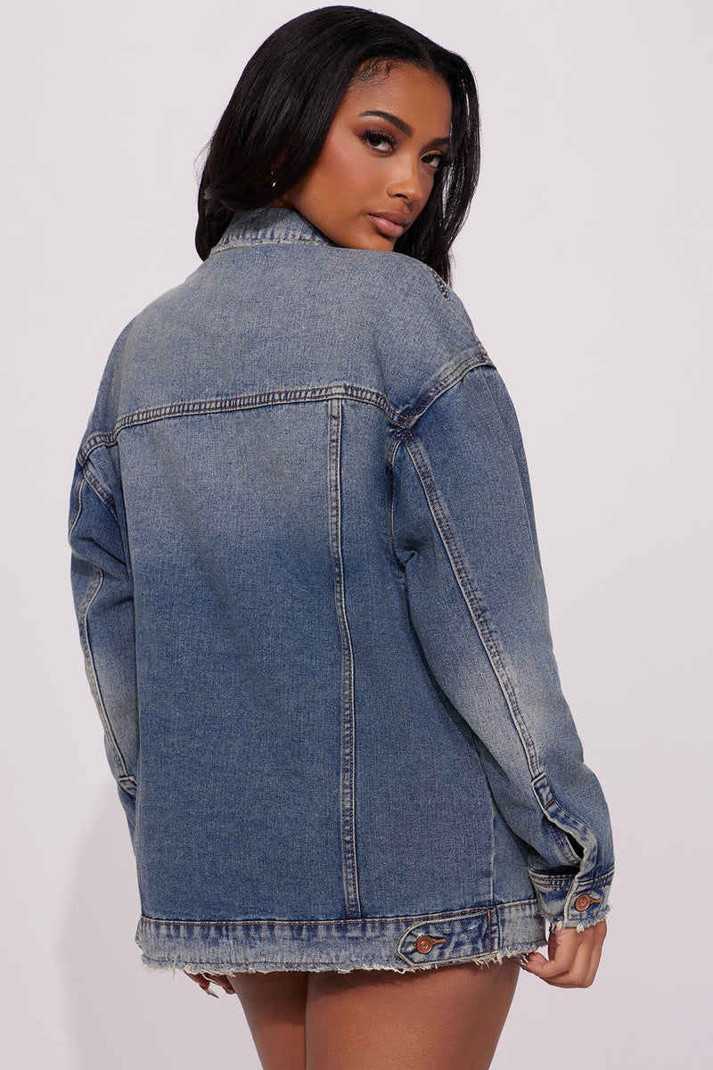 Take A Hint Non Stretch Denim Trucker Jacket - Medium Wash | Fashion ...