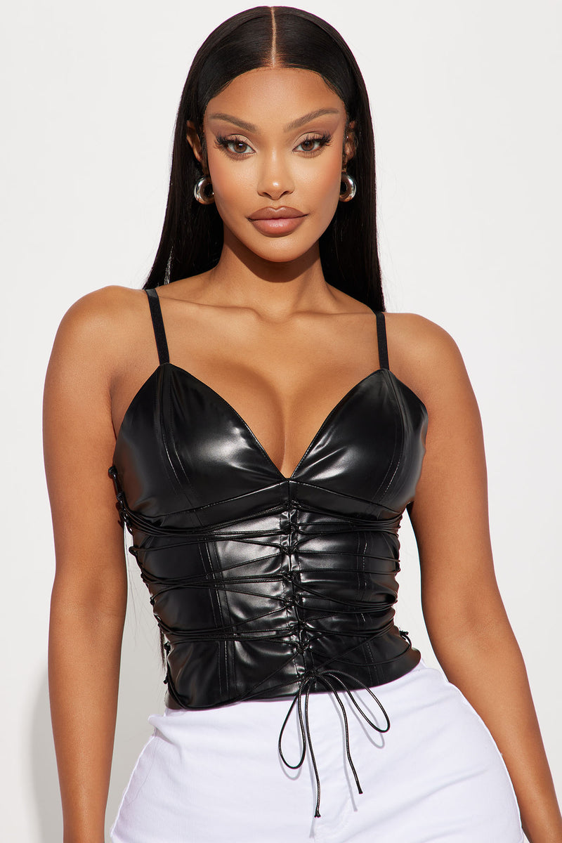 Youll Love It Here Lace Up Corset Top Black Fashion Nova Knit