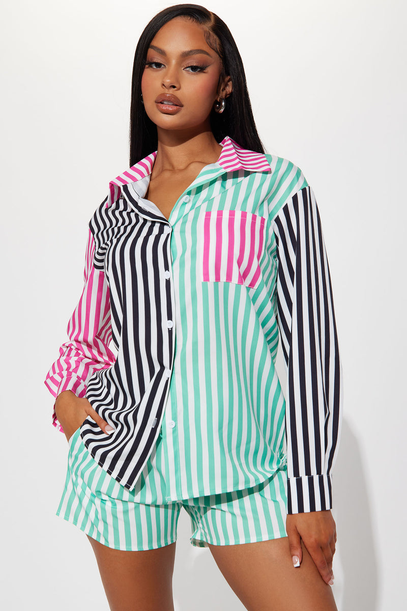 Gianna Stripe Short Set - Black/combo | Fashion Nova, Matching Sets ...