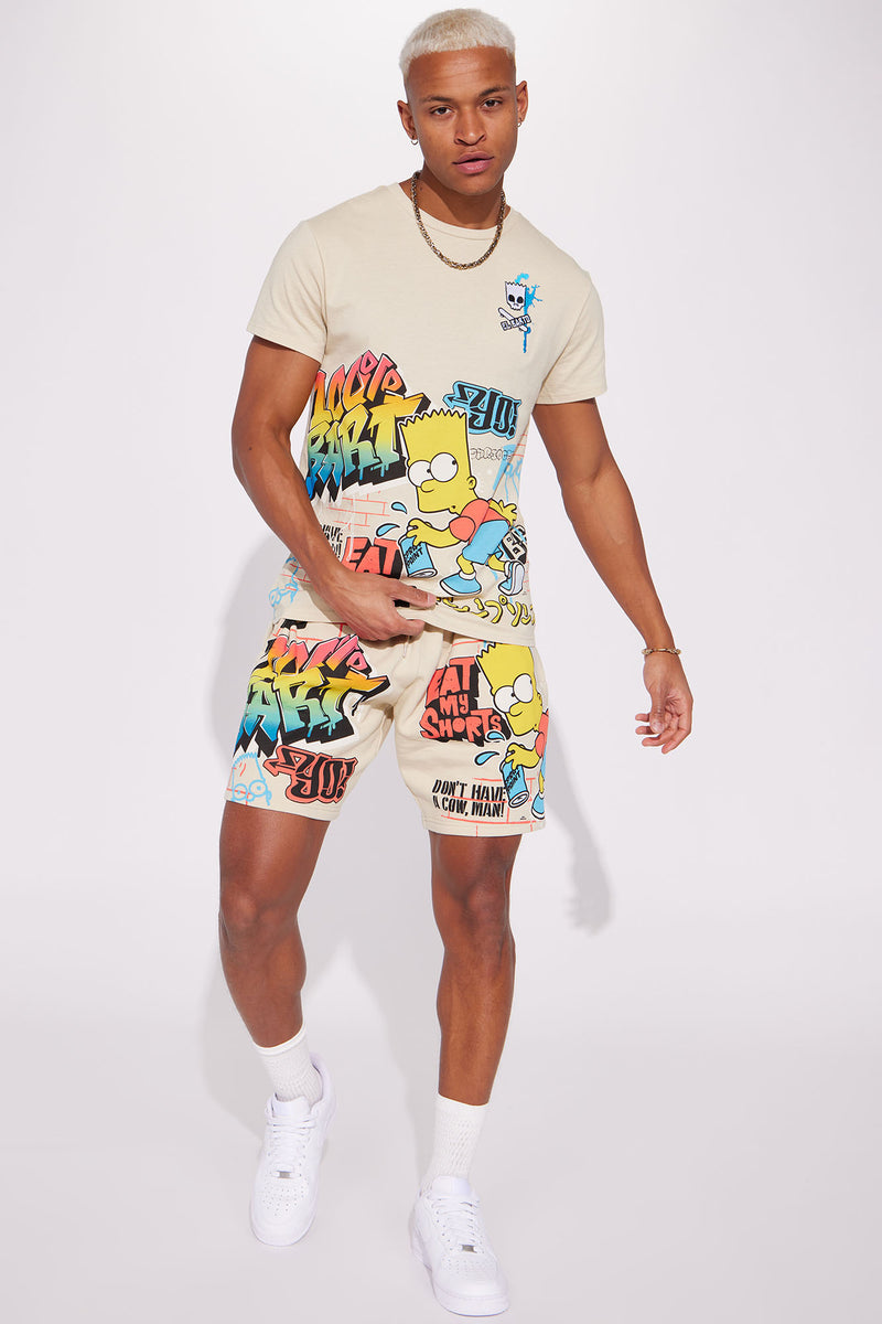 Bart Simpson Tag'em Up Short Sleeve Tee - Sand | Fashion Nova, Mens ...