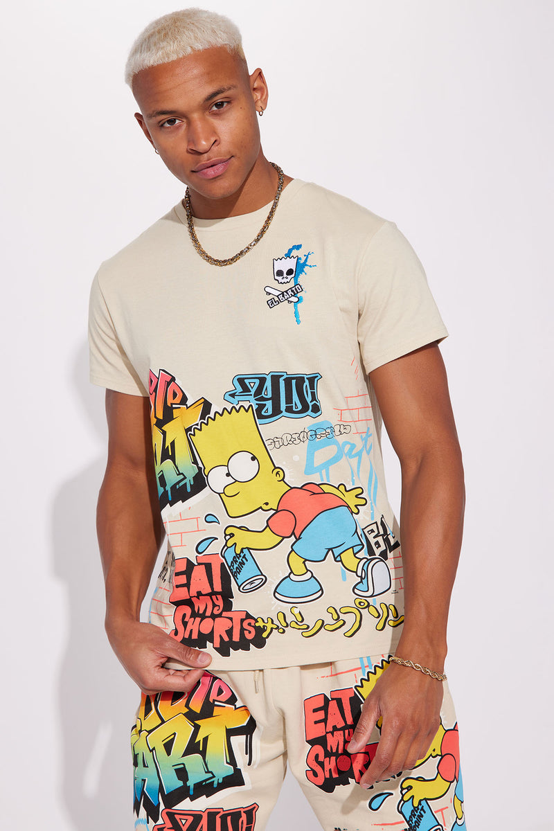 Bart Simpson Tag'em Up Short Sleeve Tee - Sand | Fashion Nova, Mens ...