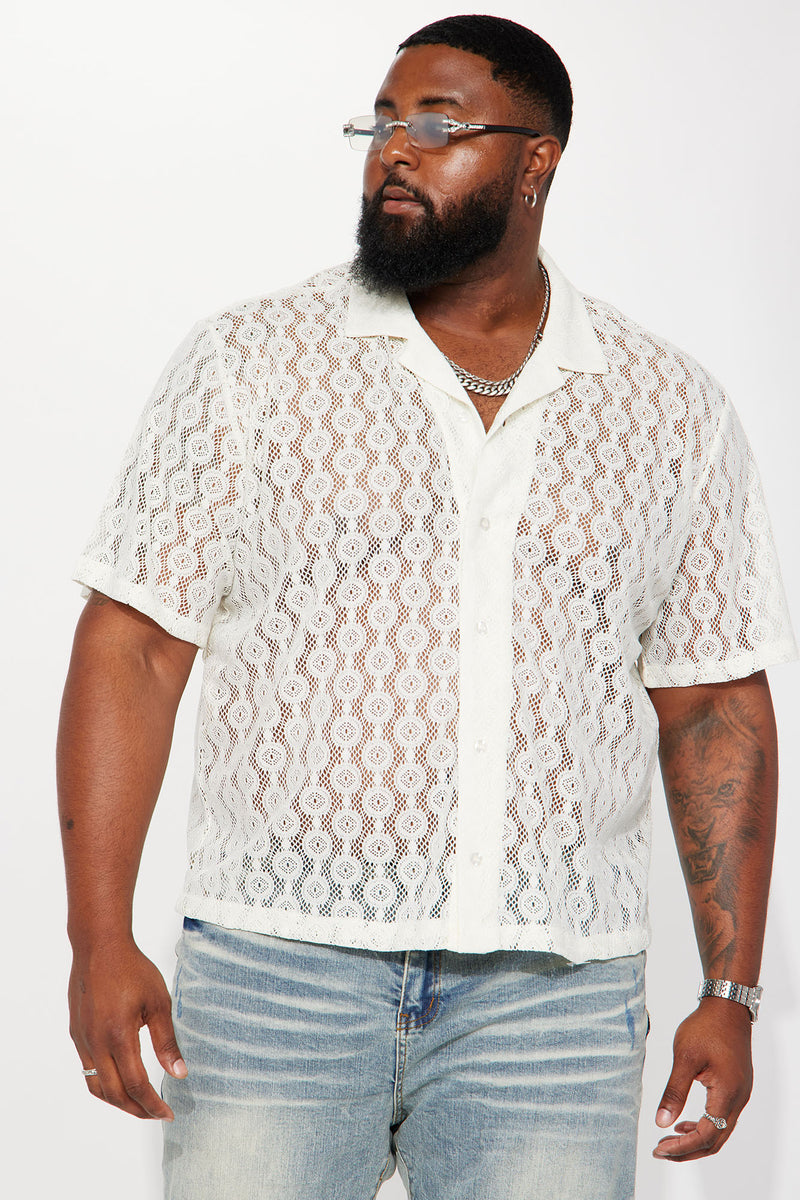 Right On The Dot Textured Short Sleeve Button Up - Cream | Fashion Nova ...