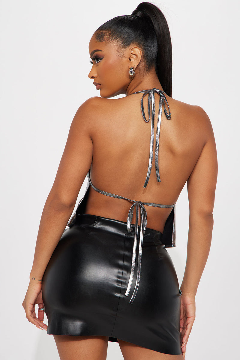 Samia Halter Top - Silver | Fashion Nova, Knit Tops | Fashion Nova