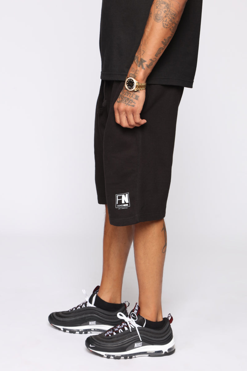FN Logo Sweat Shorts - Black | Fashion Nova, Mens Shorts | Fashion Nova