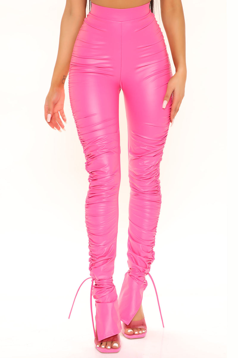 Heat Wave Faux Leather Stacked Pants - Fuchsia | Fashion Nova, Pants ...