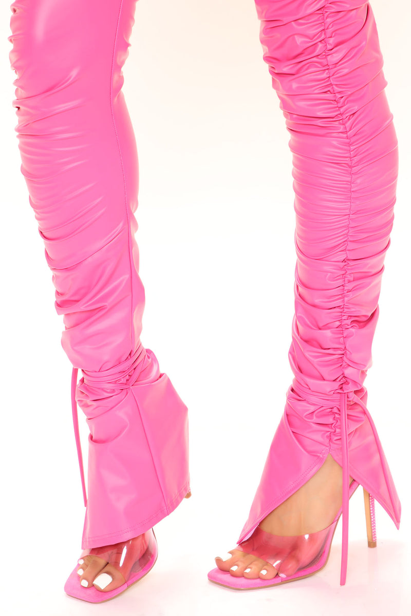 Heat Wave Faux Leather Stacked Pants Fuchsia Fashion Nova Pants
