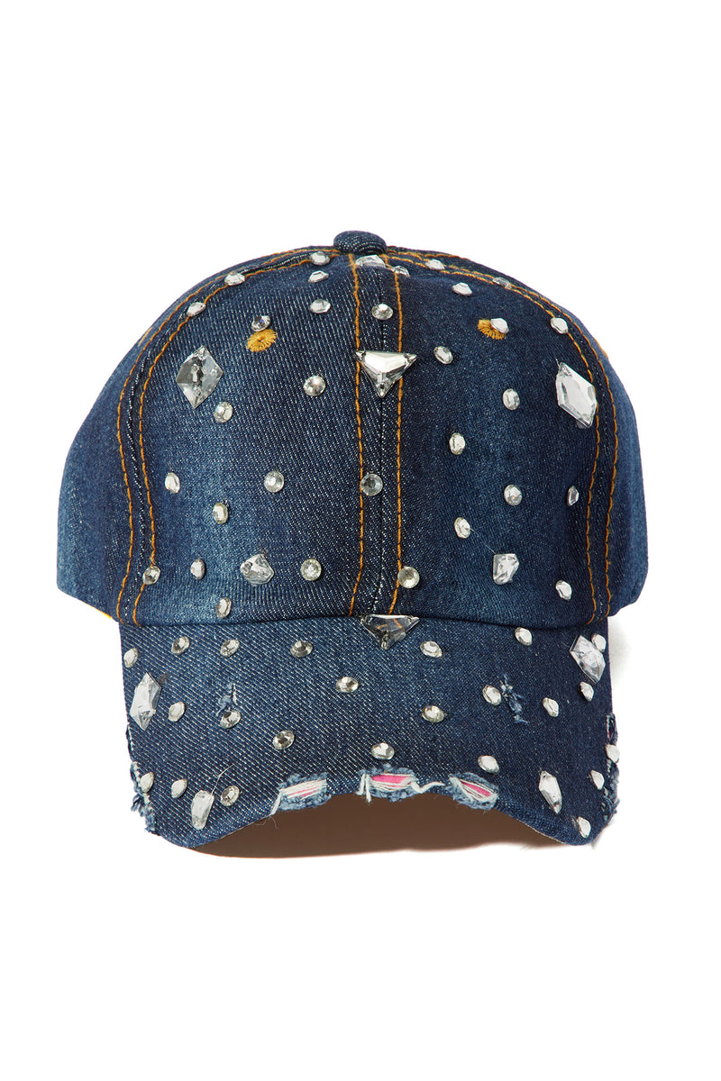 Denim Rhinestone Baseball Hat - Denim | Fashion Nova, Accessories ...