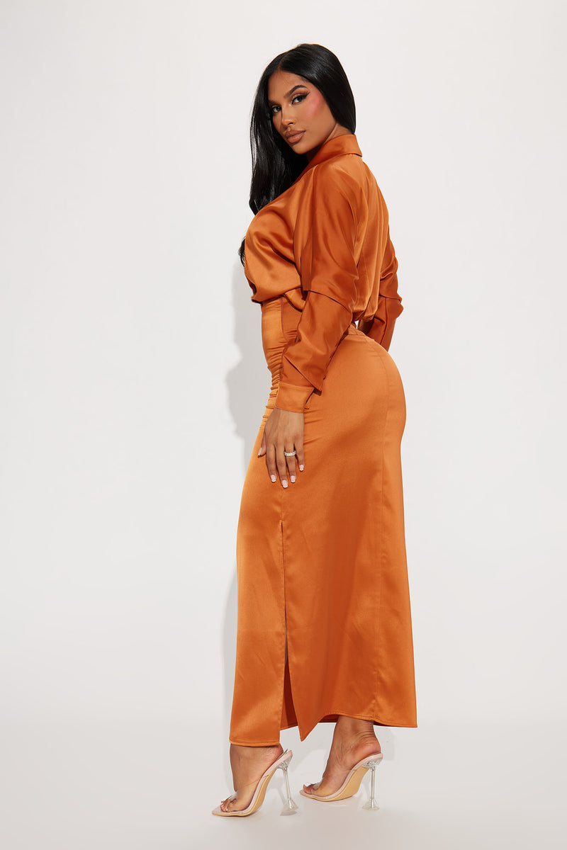 Sadie Satin Maxi Dress - Rust | Fashion Nova, Dresses | Fashion Nova