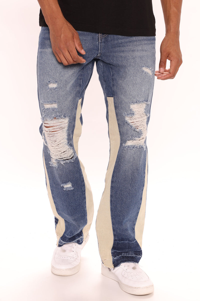 Color Panel Flared Jeans - Medium Wash | Fashion Nova, Mens Jeans ...