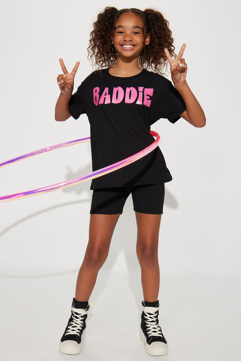 Mini Chelsea Baddie Biker Short Set - Black | Fashion Nova, Kids Sets | Fashion Nova