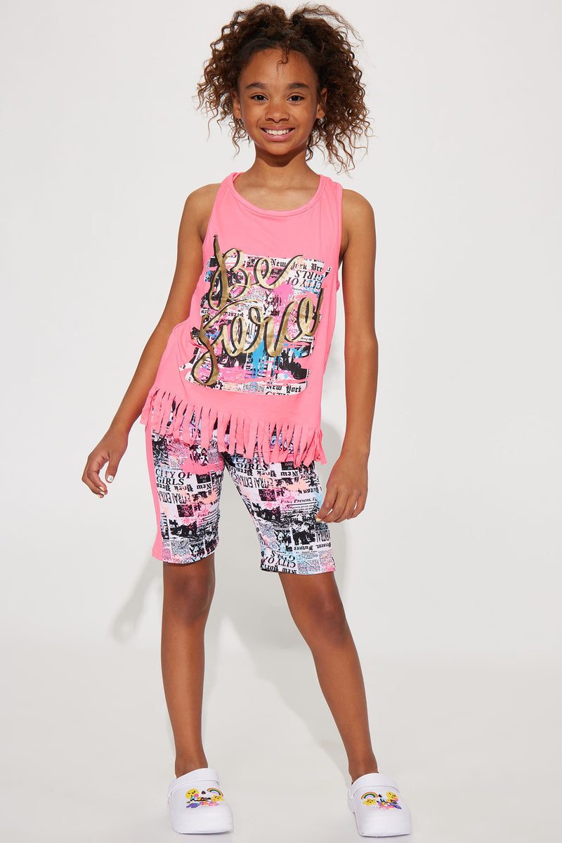 Mini Be Fierce Knit Biker Short Set - Hot Pink | Fashion Nova, Kids ...