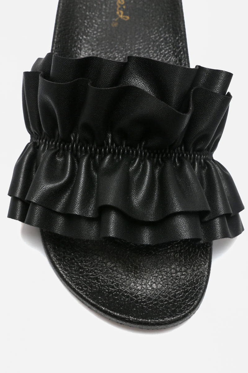Rock And Ruffle Slide - Black | Fashion Nova, Shoes | Fashion Nova