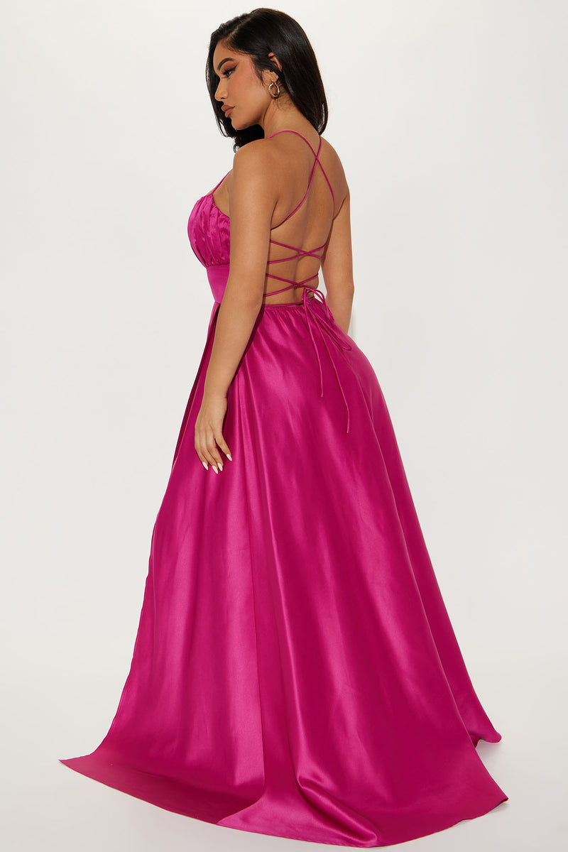 Crowned Queen Satin Gown - Magenta | Fashion Nova, Dresses | Fashion Nova