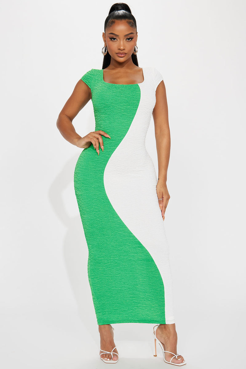 Zesty Lust Textured Maxi Dress - Green/combo | Fashion Nova, Dresses ...