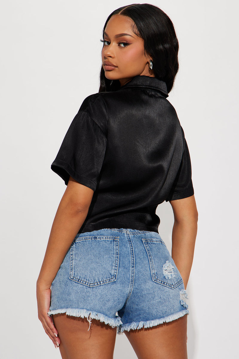 Bronte Satin Shirt - Black | Fashion Nova, Shirts & Blouses | Fashion Nova
