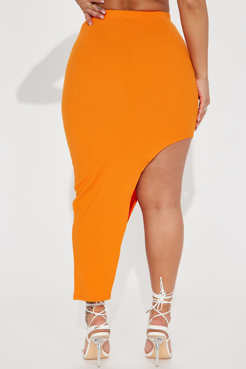 Kiana Asymmetrical Heavy Rib Skirt - Orange | Fashion Nova, Skirts ...