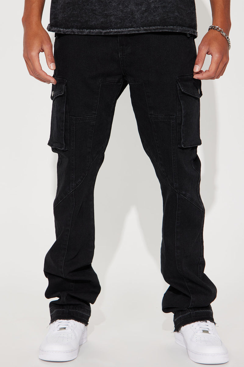 Precious Cargo Stacked Skinny Flare Jeans - Black | Fashion Nova, Mens ...