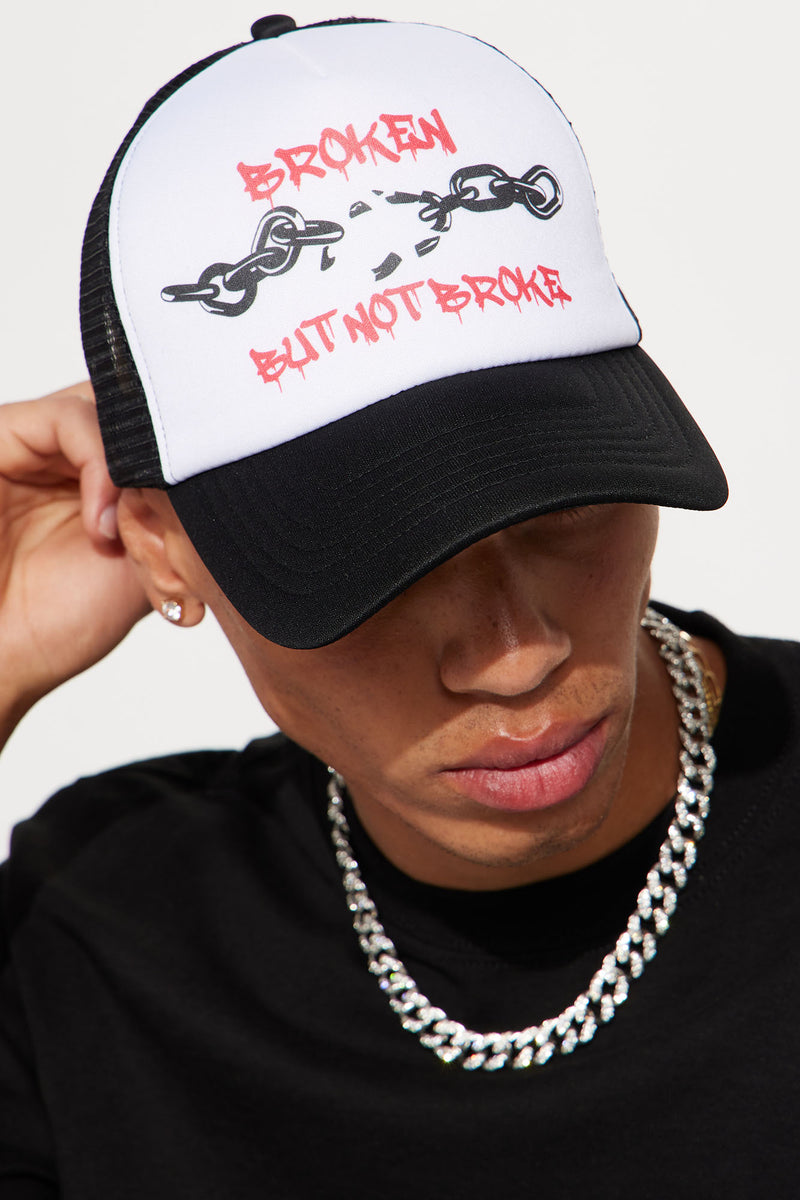Broken But Not Broke Trucker Hat - White/Black | Fashion Nova, Mens ...