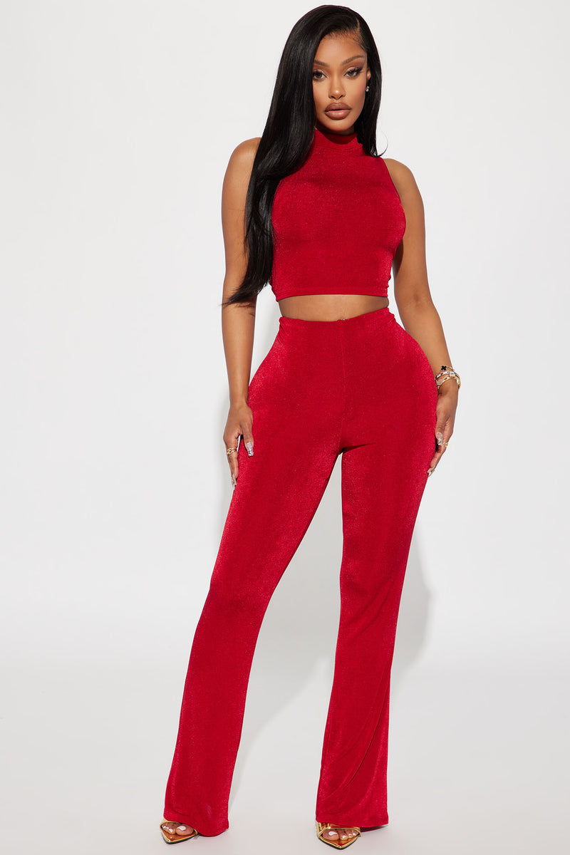 Same Situation Slinky Pant Set - Red | Fashion Nova, Matching Sets ...