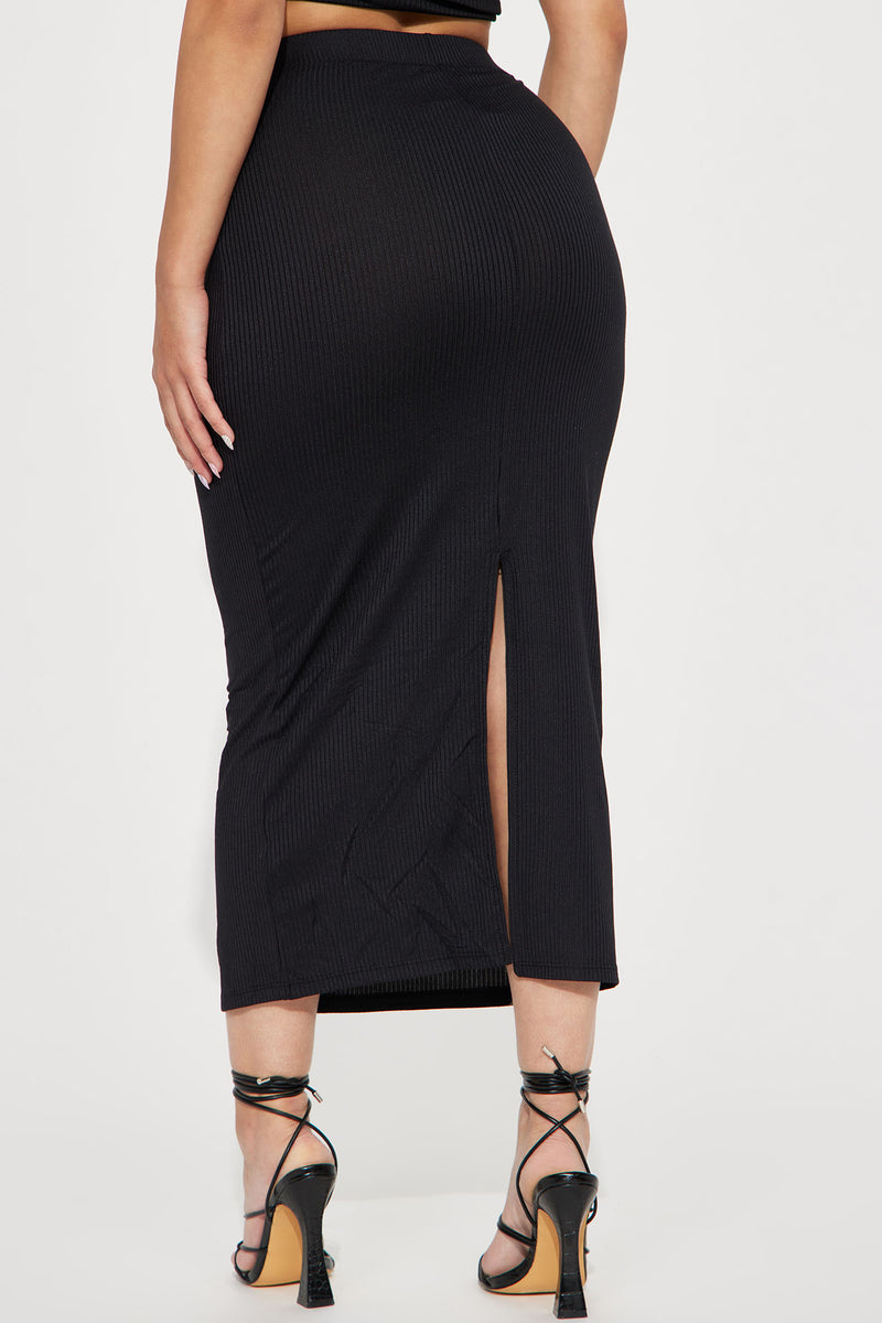 Simple Things Ribbed Midi Skirt - Black | Fashion Nova, Skirts ...