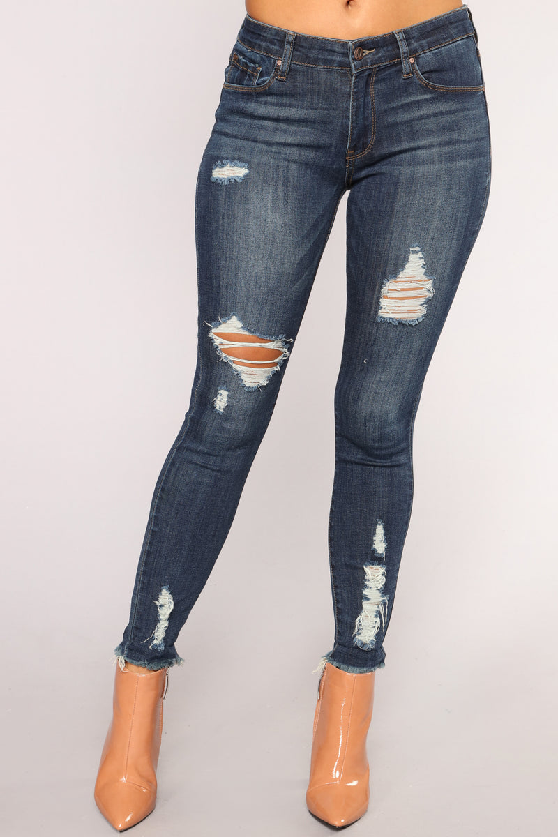 Diana Distressed Jeans - Dark Denim | Fashion Nova, Jeans | Fashion Nova