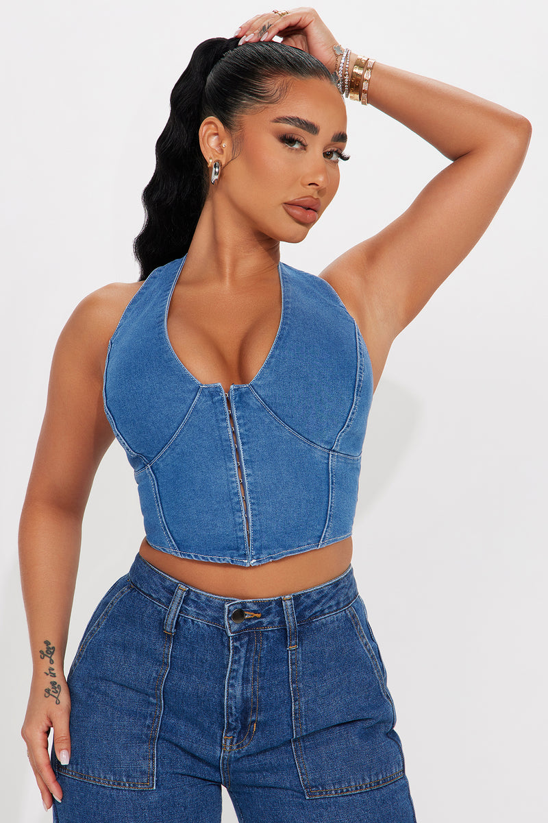 Ember Denim Top - Light Wash | Fashion Nova, Shirts & Blouses | Fashion Nova