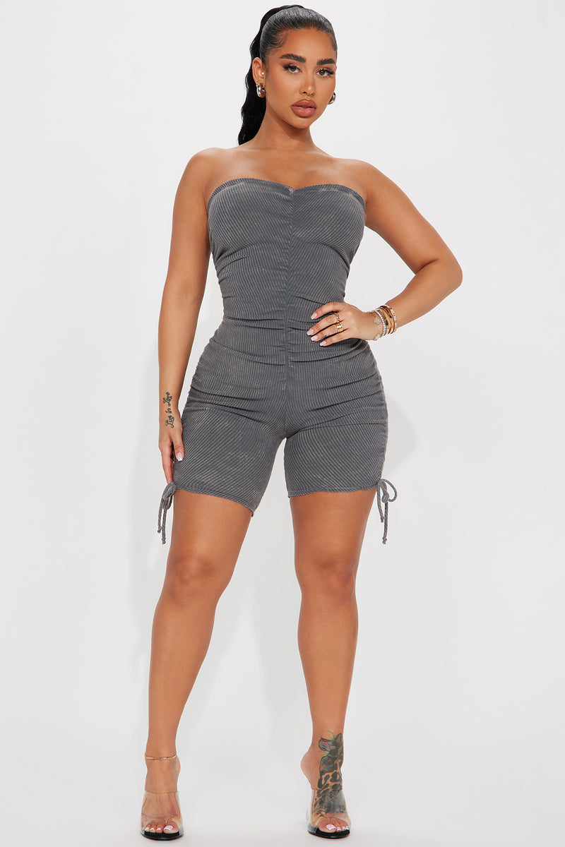 Audrey Mineral Wash Rib Romper - Grey | Fashion Nova, Rompers | Fashion ...