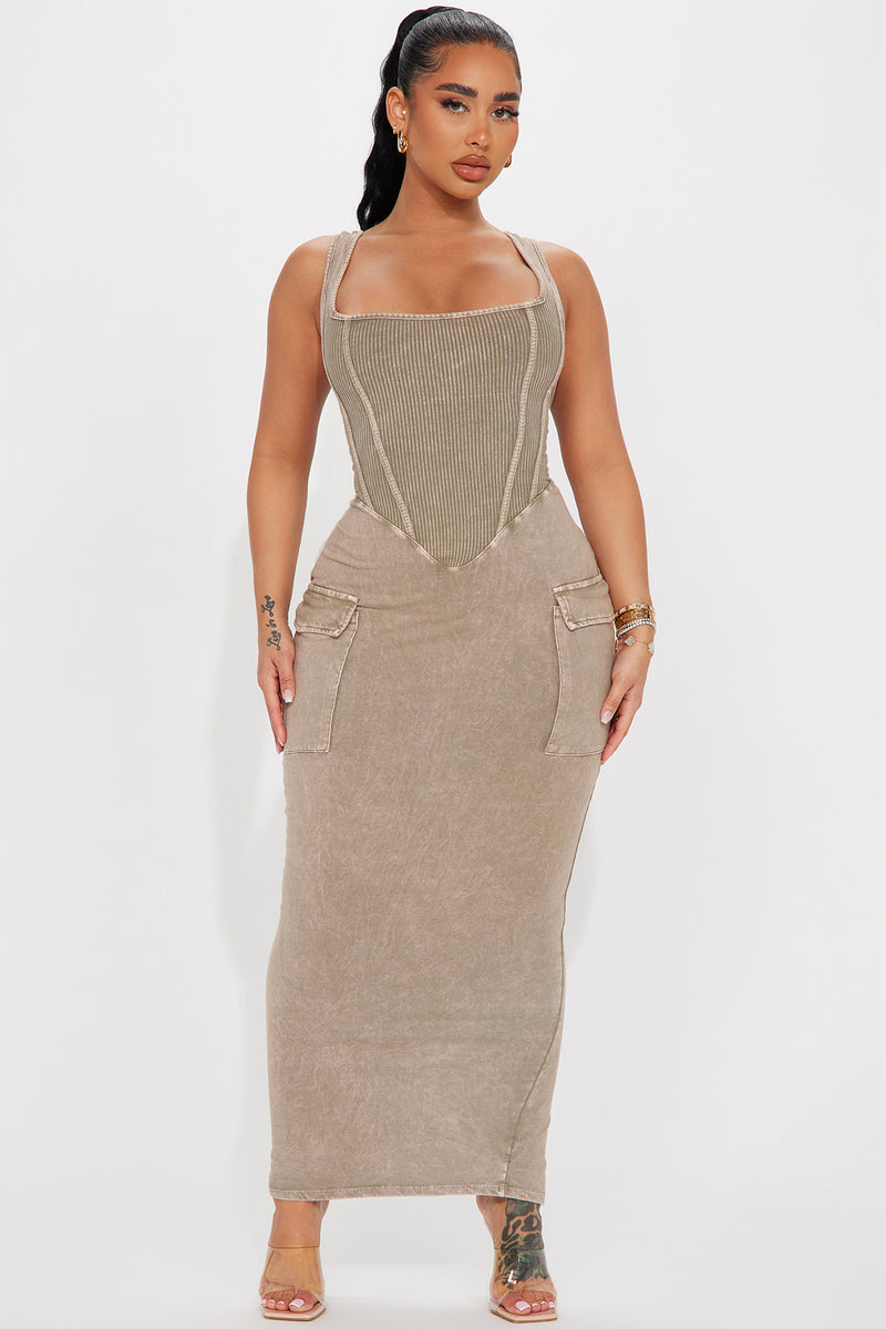 Pockets Full Mineral Wash Maxi Dress - Sand | Fashion Nova, Dresses ...