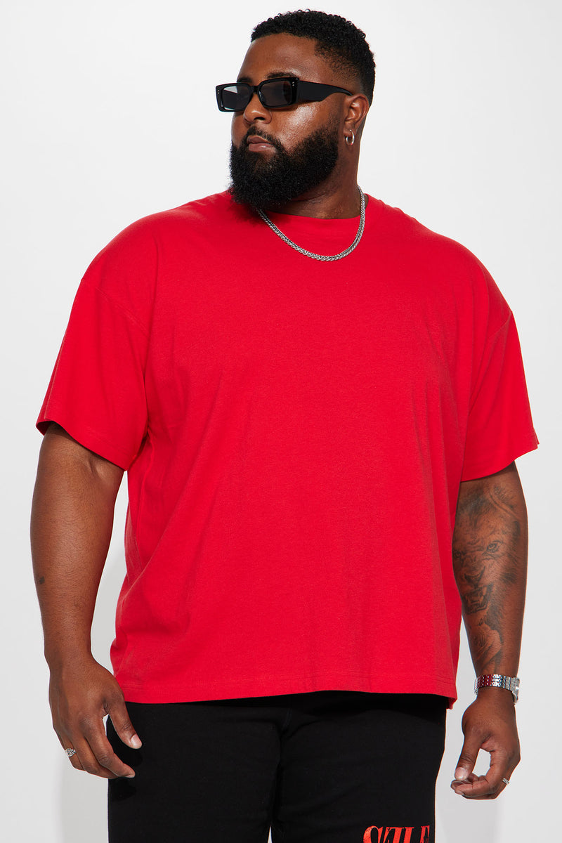Essential Oversize Short Sleeve Tee Red Fashion Nova Mens Tees