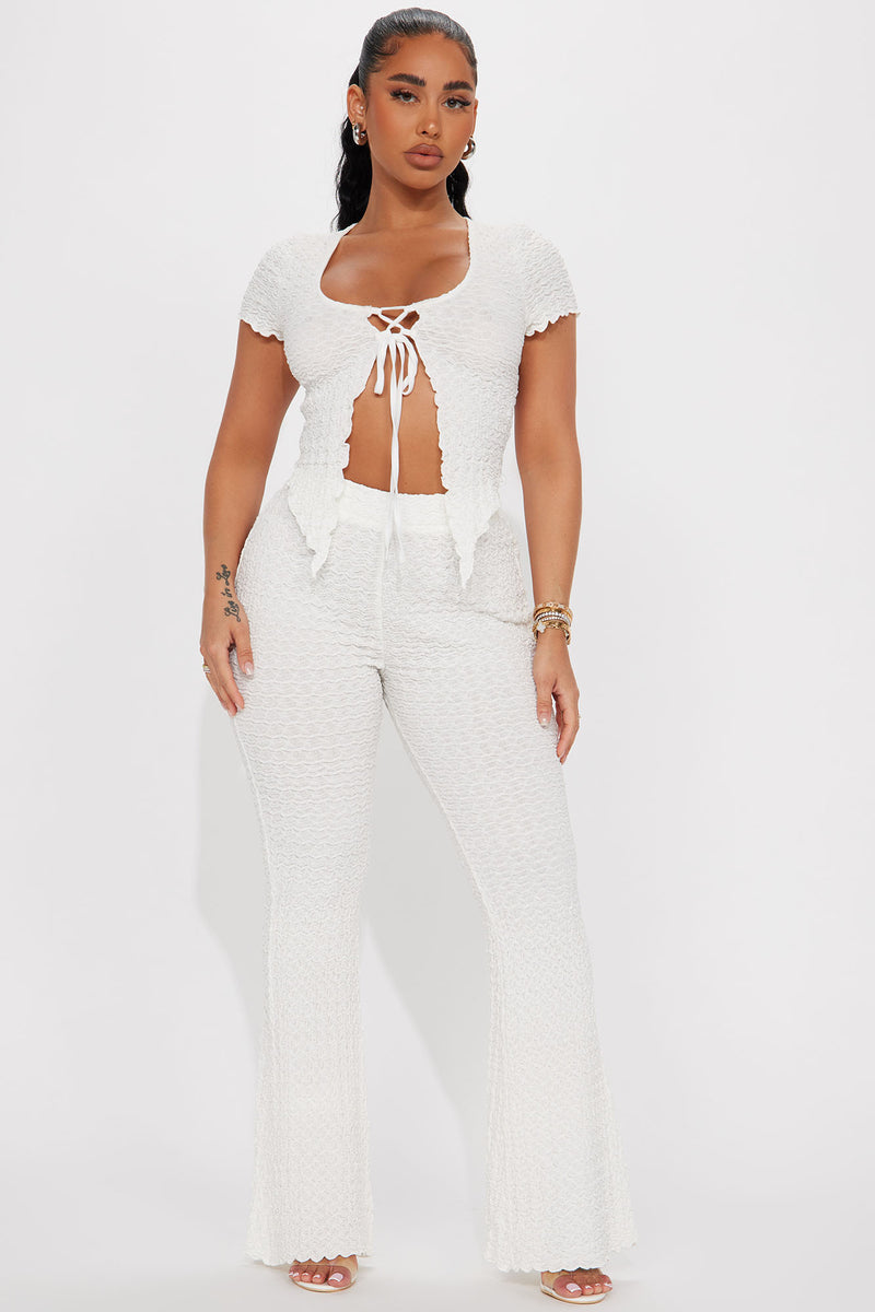 Love Romance Textured Pant Set - White | Fashion Nova, Matching Sets ...