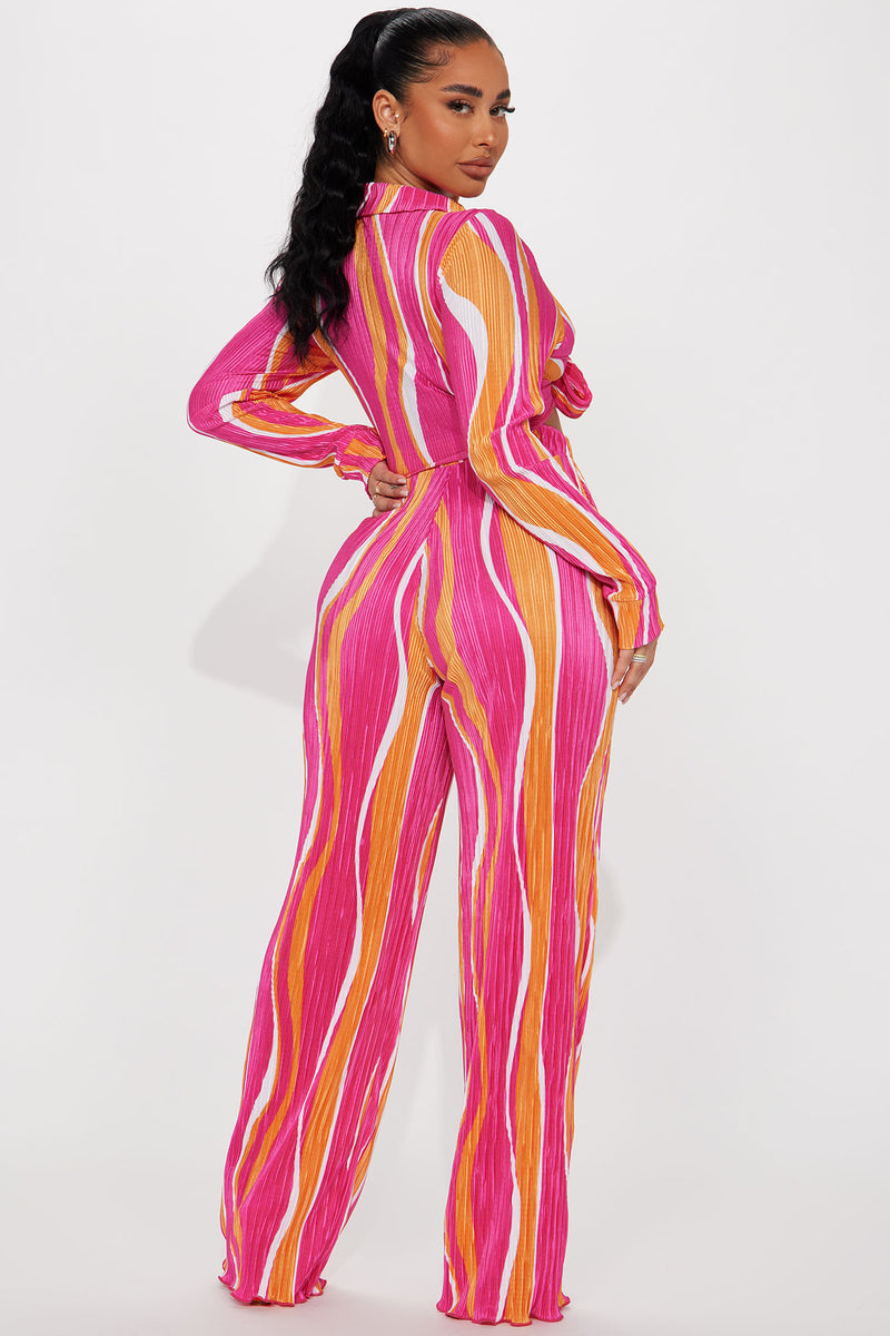 Knot In The Mood Plisse Pant Set - Pink/combo | Fashion Nova, Matching ...