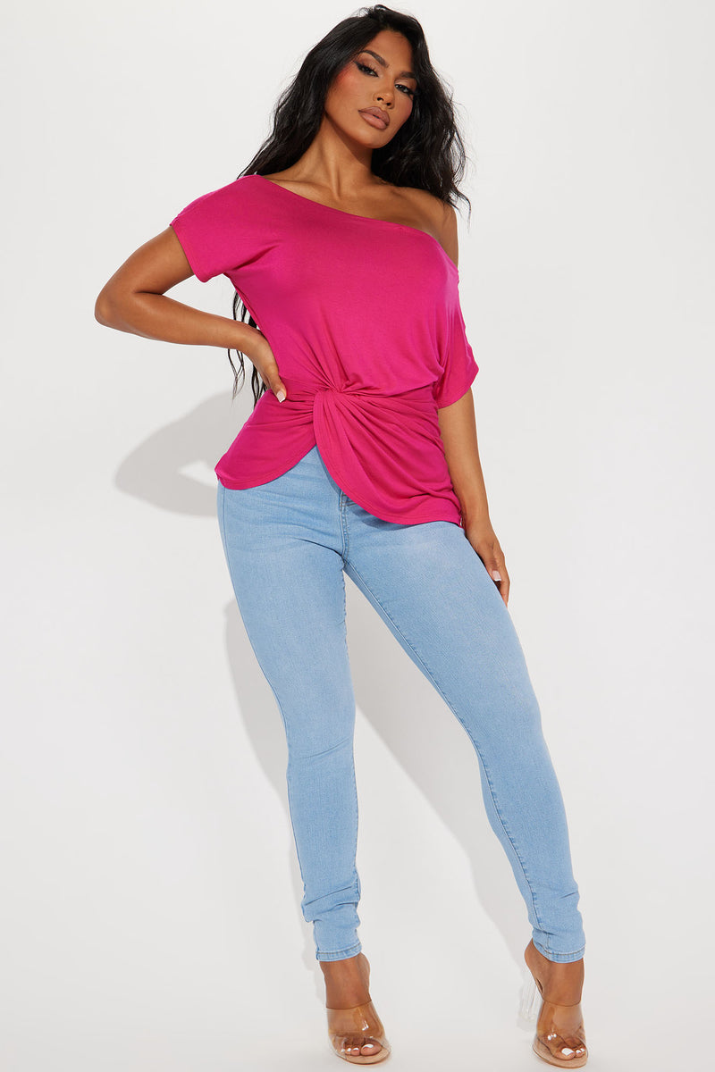 Simply Perfect Off Shoulder Top - Fuchsia | Fashion Nova, Knit Tops ...