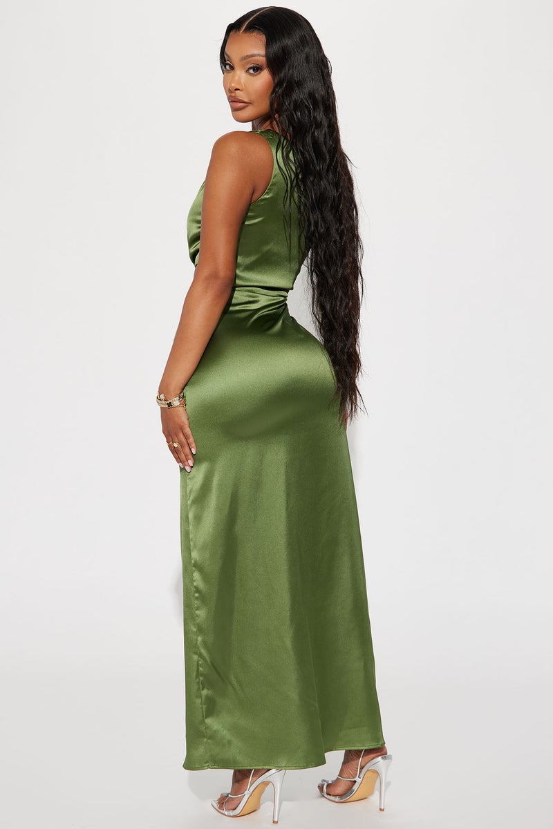 Selene Satin Maxi Dress - Olive | Fashion Nova, Dresses | Fashion Nova
