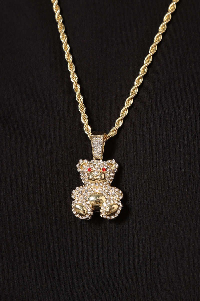 Teddy Bear 24″ Pendant Chain - Gold/Red | Fashion Nova, Mens Jewelry ...