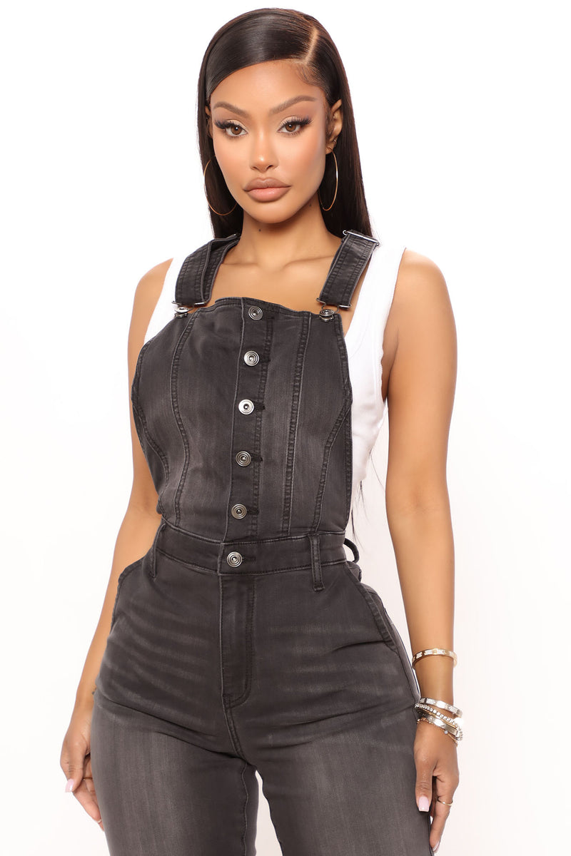 Stretch Denim Button Up Overalls - Black | Fashion Nova, Jeans ...