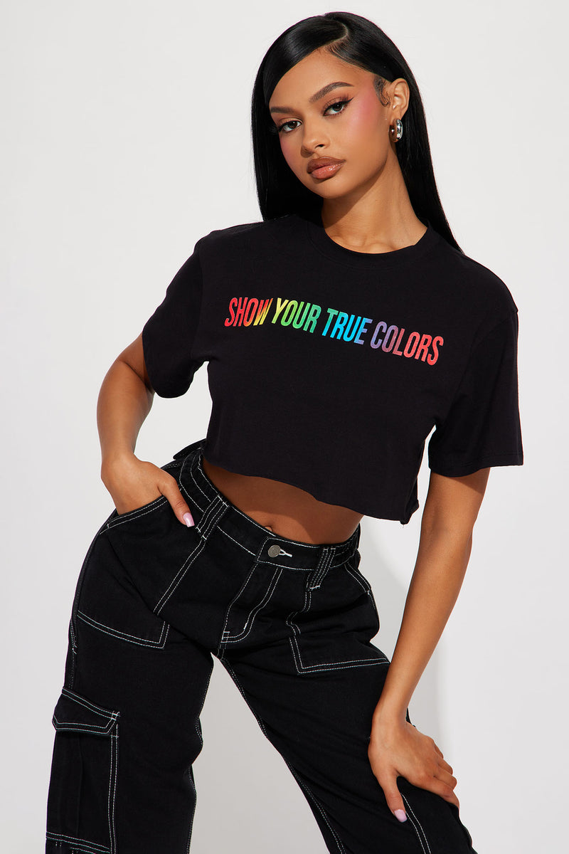 Show Your True Colors Cropped Tee - Black | Fashion Nova, Screens Tops ...