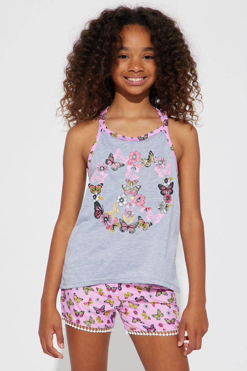 Mini Peace And Blessing Short Set - Grey/combo | Fashion Nova, Kids Sets | Fashion Nova