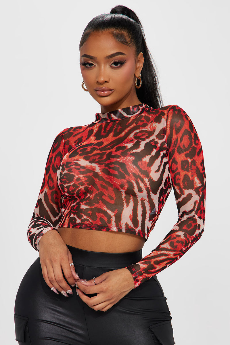 Custom Made Mock Neck Top - Red/combo | Fashion Nova, Knit Tops | Fashion Nova