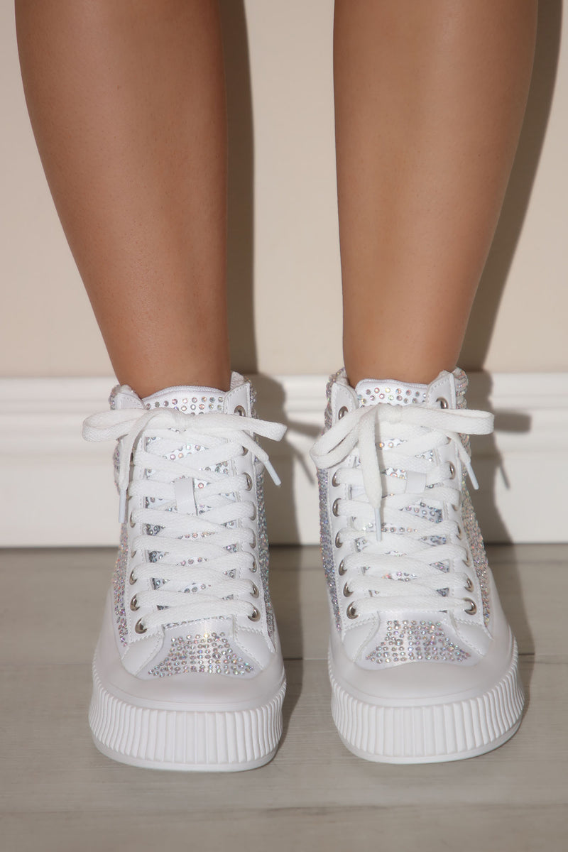 Chasing A Feeling Rhinestone Sneakers - White | Fashion Nova, Shoes ...