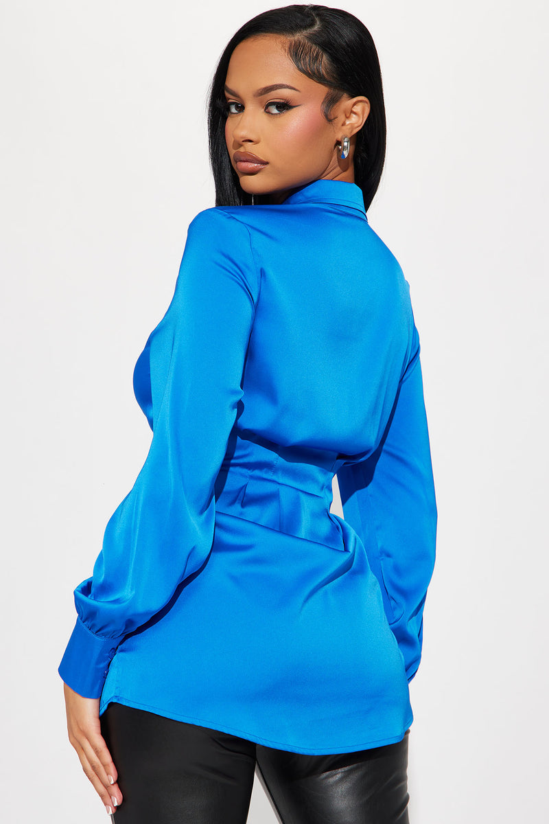 Rayven Satin Shirt - Cobalt Blue | Fashion Nova, Shirts & Blouses | Fashion Nova