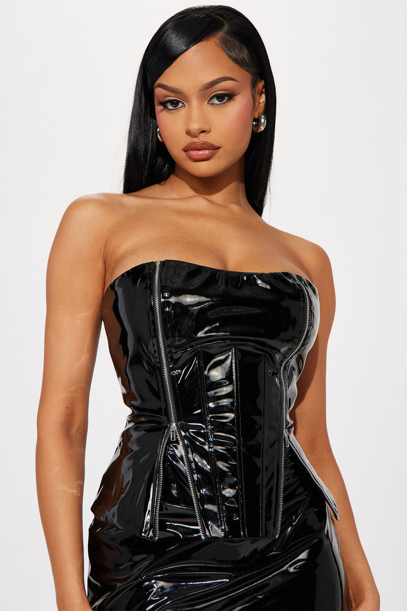 Losin Control Latex Corset Top Black Fashion Nova Shirts