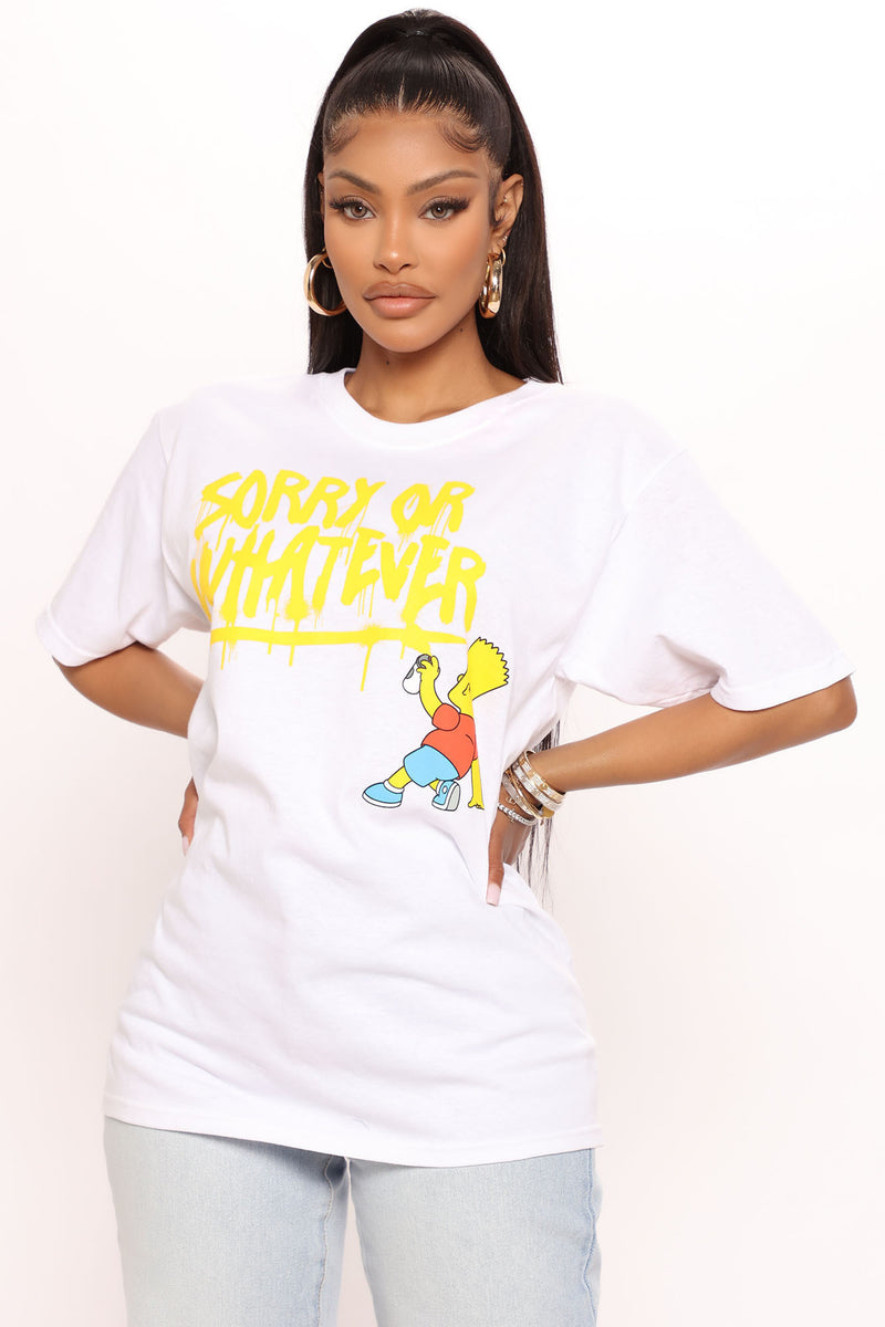 Sorry Or Whatever Bart Simpson Tee - White | Fashion Nova, Screens Tops ...