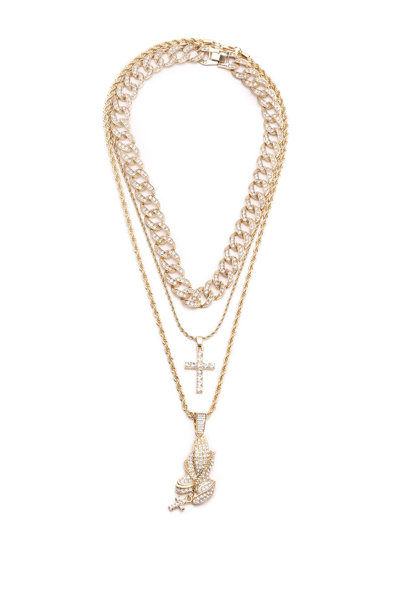 Blessed Up Chain 3 Piece Set - Gold | Fashion Nova, Mens Jewelry ...